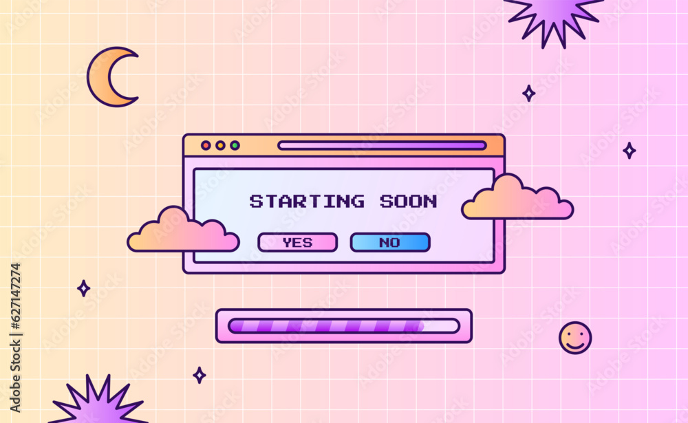 Stream starting soon offline screen ui layout modern pink purple ...