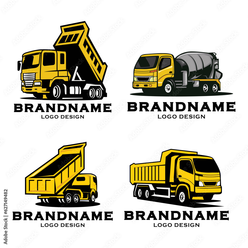Yellow and black dump truck logo vector. Suitable for garbage or ...