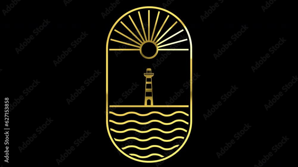 Aesthetic Lighthouse Gold Animated Logo with ALPHA Channel (Transparent ...