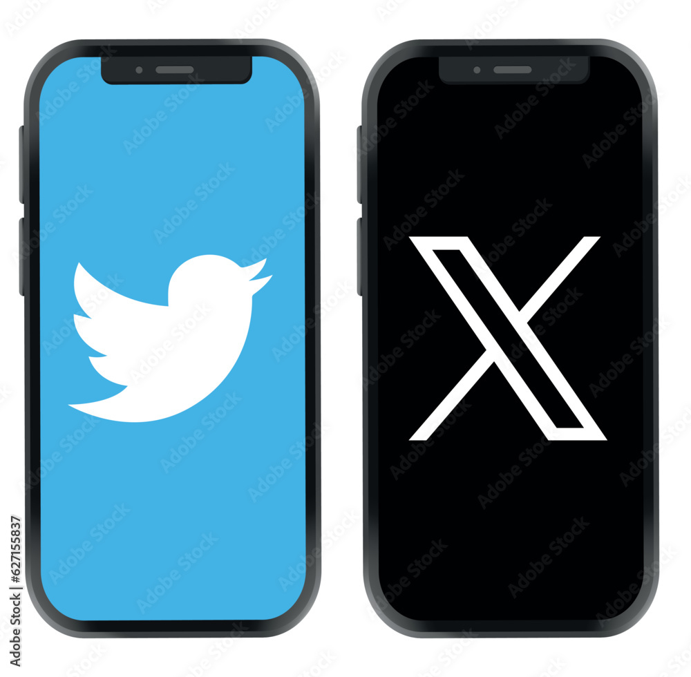 Vetor de Vector image of the modified Twitter logo and name. The logo ...