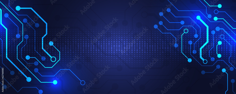 Abstract technology background with various technology elements. Hi ...