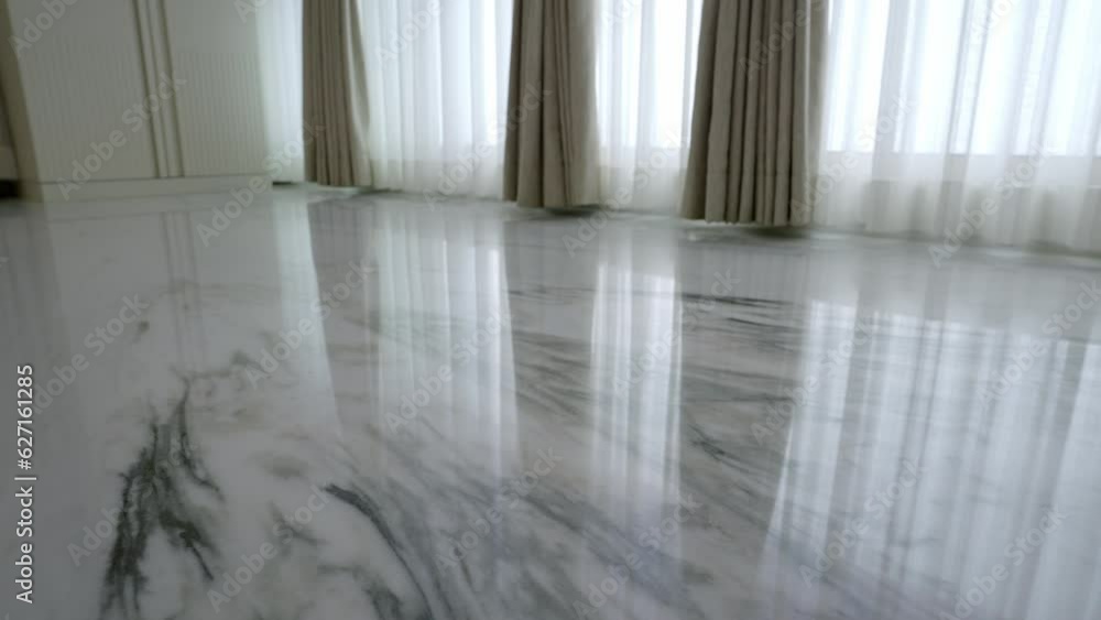 Polished Marble Tiles Of Flooring In Luxury Hotel Room. POV Stock Video ...