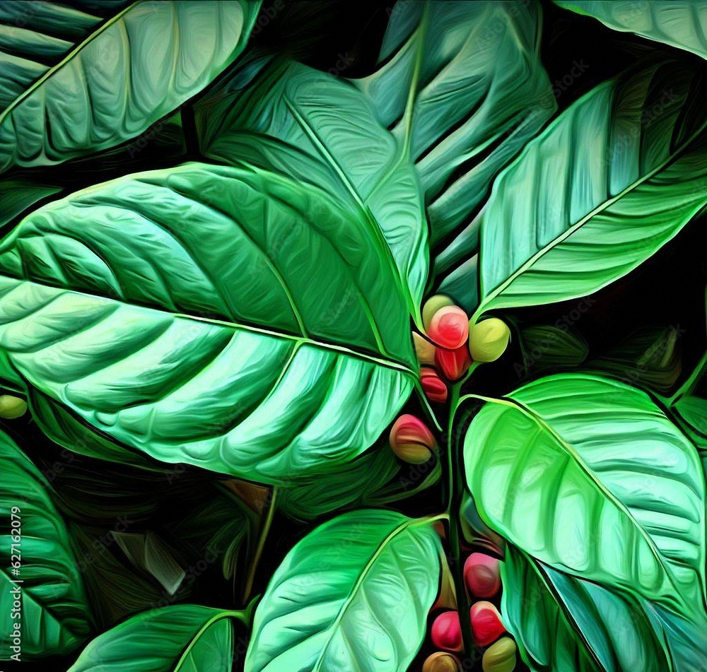 Las hojas del Café: Pasión Aromática en Cada Grano Stock Illustration ...