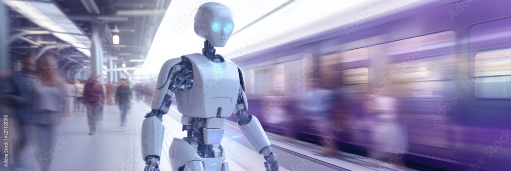Stockillustratie Robot As Human In Suburban Railroad , Purple Notes ...