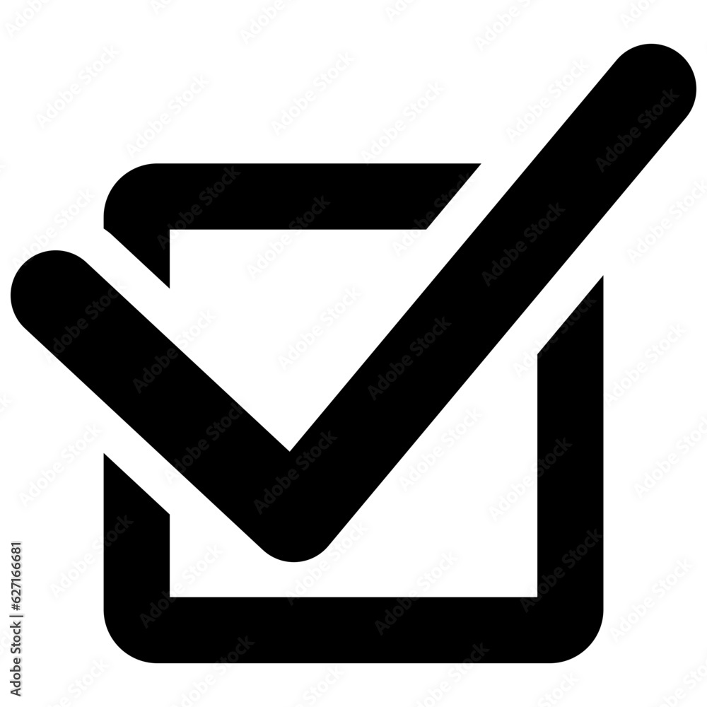 Black single check box confirmed line icon. Contour check list concept ...