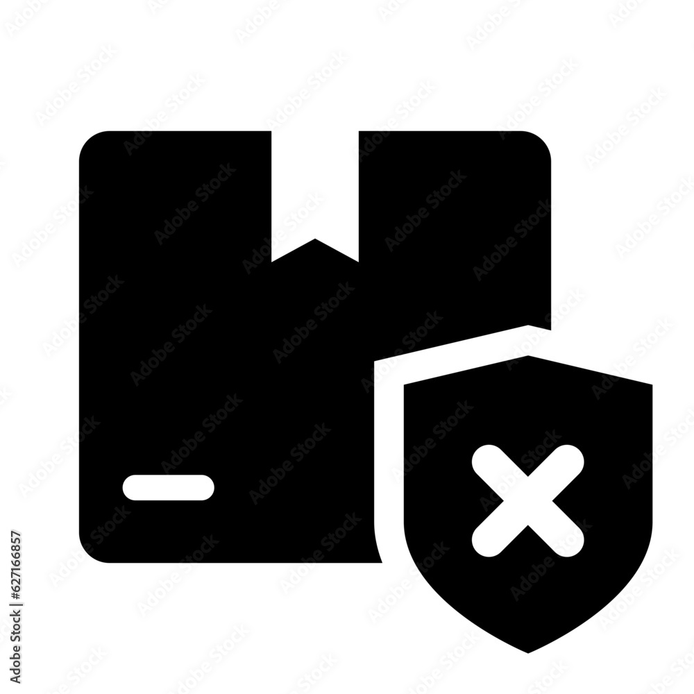 Black single square unprotected package icon, pack delivery not under ...