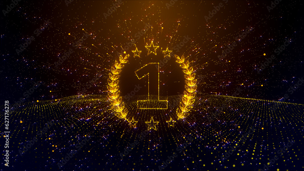 Abstract Celebration Golden Brown Award Number One Symbol Dotted Lines ...