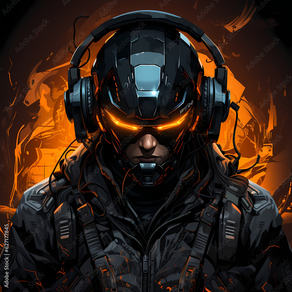 Modern game avatar. Mascot sport logo design. Gamer head illustration ...