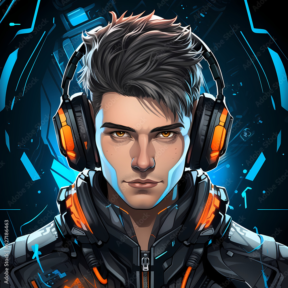 Modern game avatar. Mascot sport logo design. Gamer head illustration ...