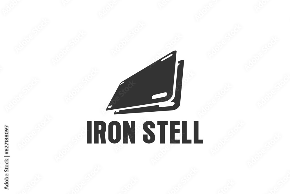 Iron steel plate industry logo fabrication metal plate sicon symbol ...