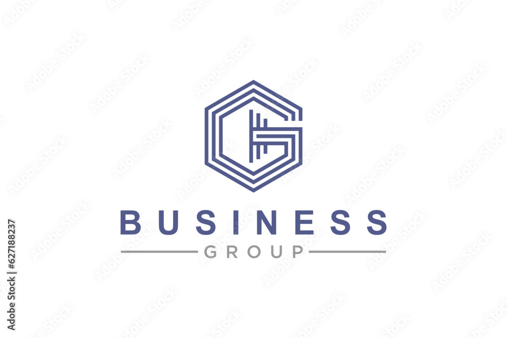 G initial logo design letter triped line shape business financial icon ...