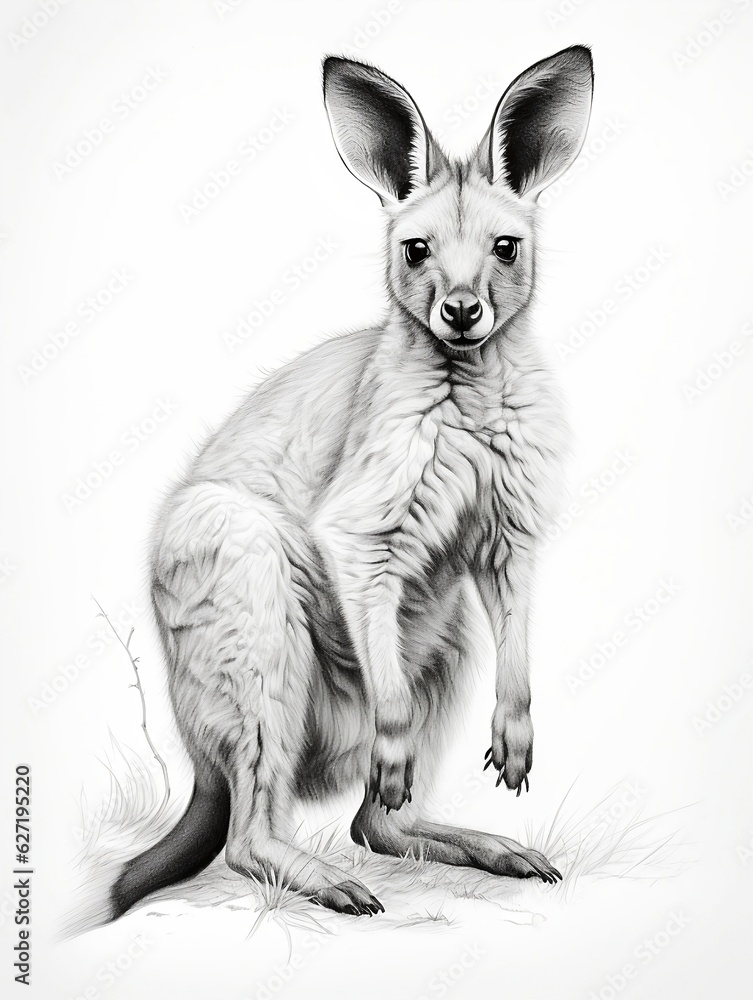 Wallpaper for phone with a pencil sketch artwork wallaby animal drawing ...