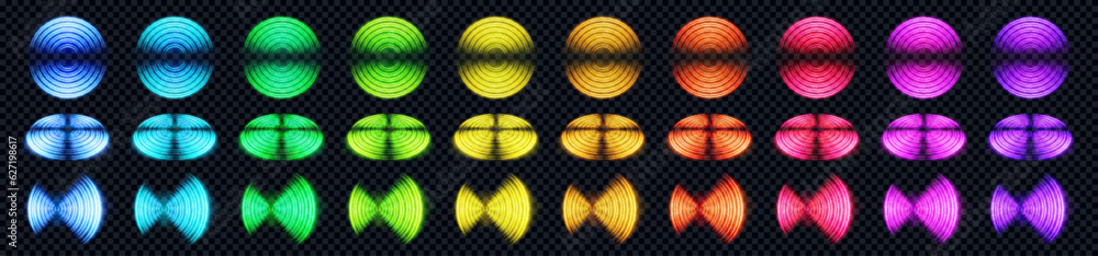 Realistic color set of radio wave signal sign isolated on transparent ...