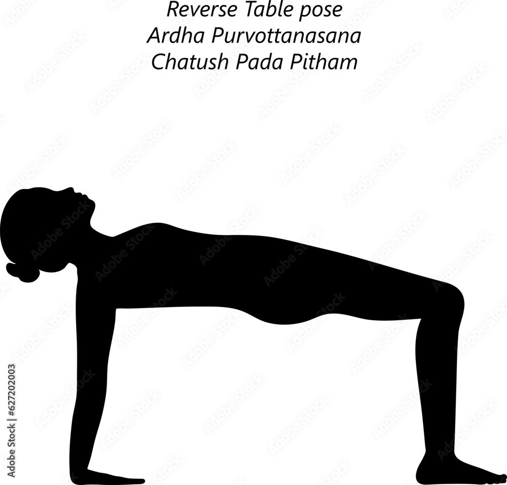 Silhouette of young woman practicing yoga, doing Reverse Table pose or ... Silhouette of young woman practicing yoga, doing Reverse Table pose or ...