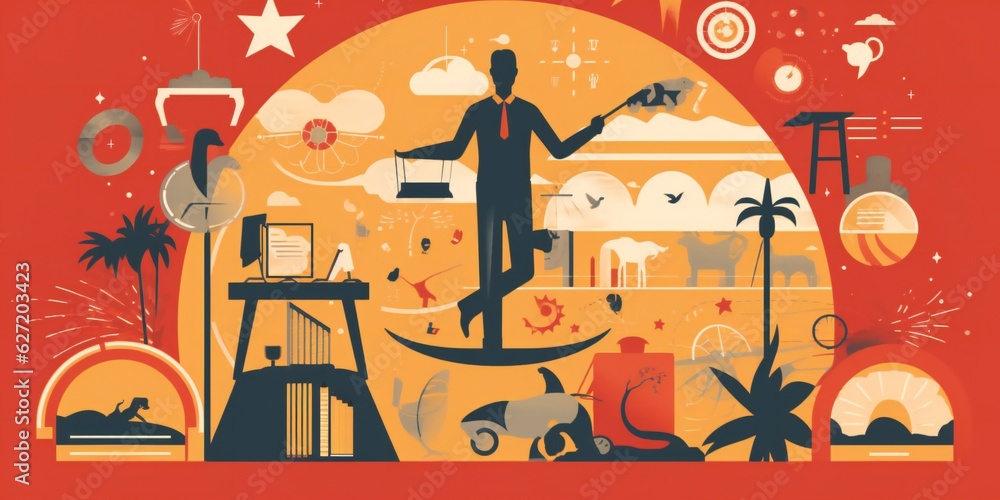 An illustration representing the importance of work-life of work-life ...