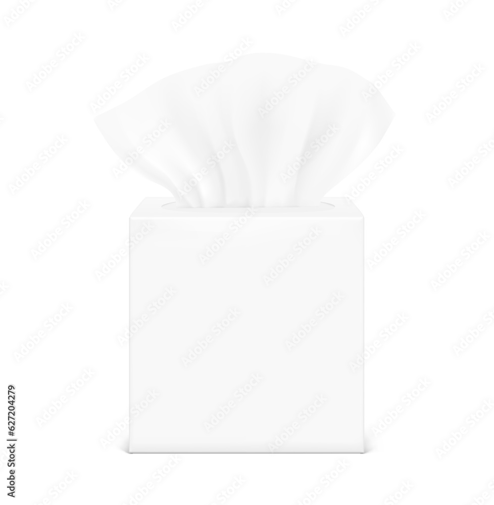 Realistic tissue sheets with box. Vector illustration isolated on white ...