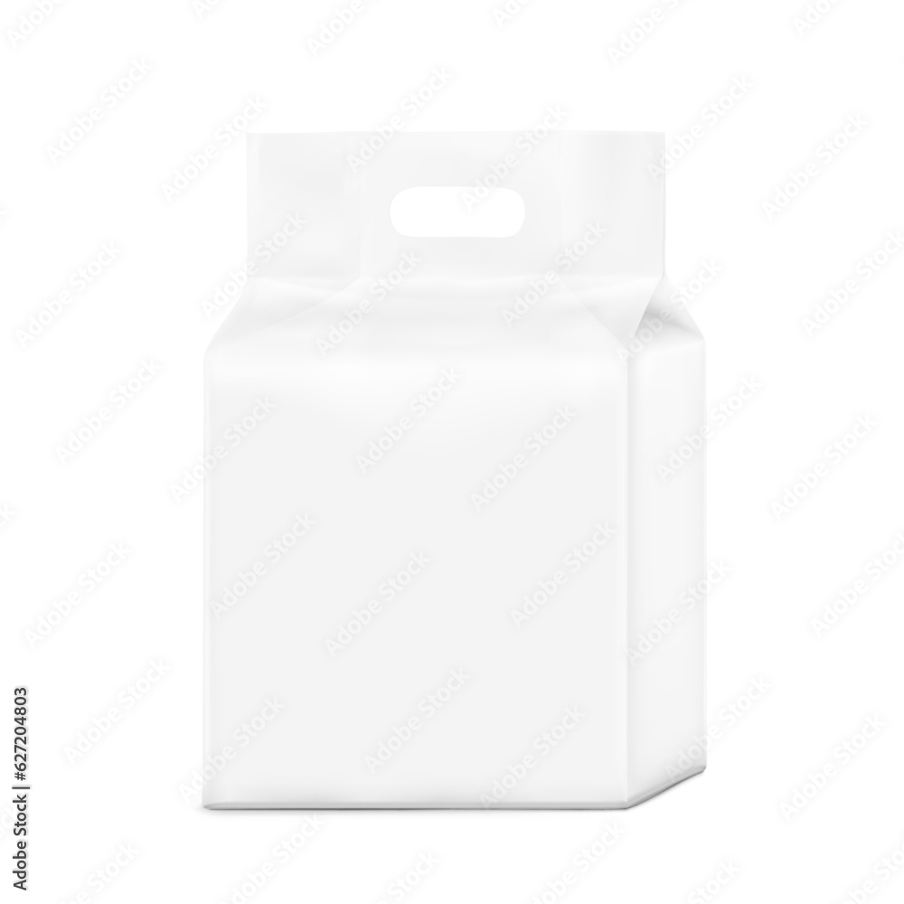 Packaging bag with a hole handle mockup. Vector illustration isolated ...