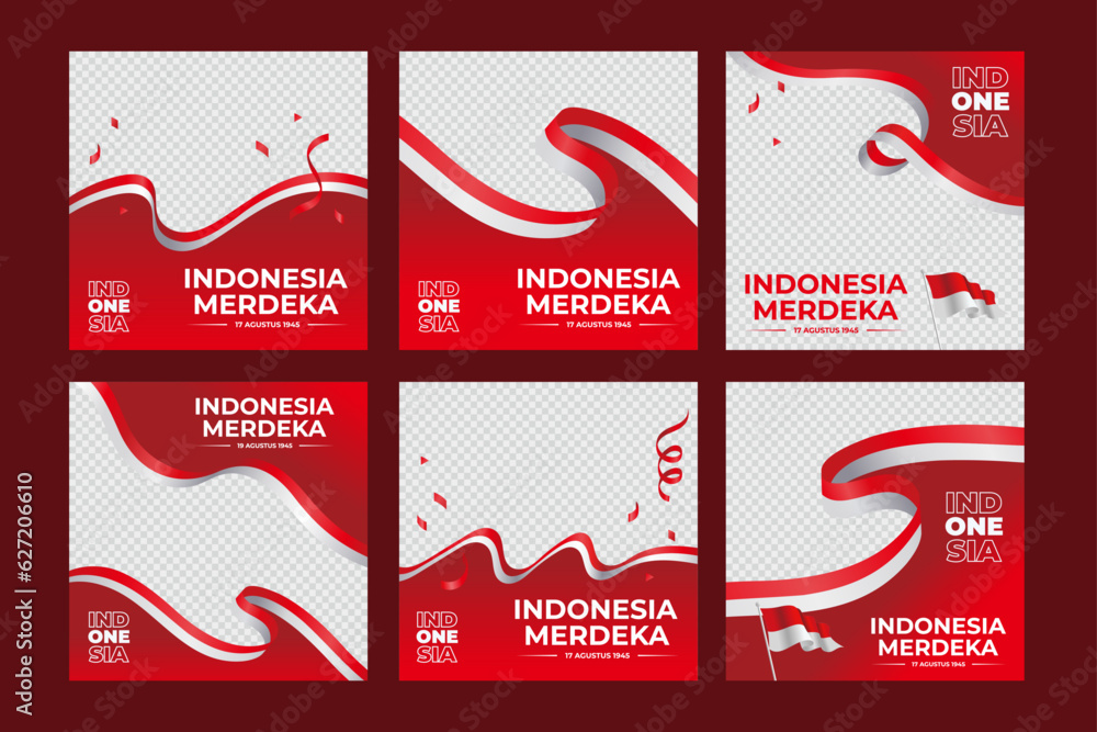 Poster indonesia merdeka social media twibbon template collection ...