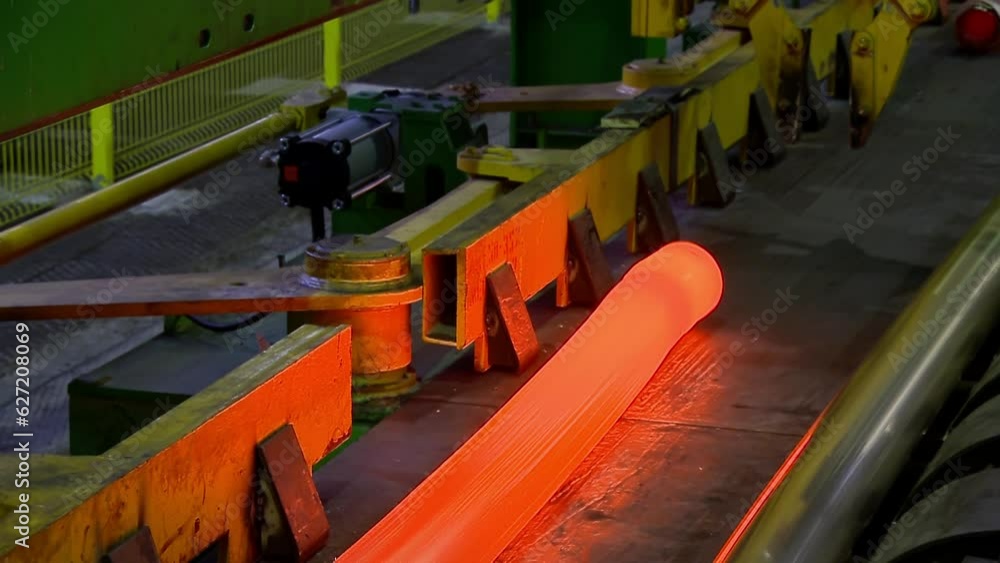 Crane Machine Moves Hot Glowing Copper Piece To Manufacturing Line ...