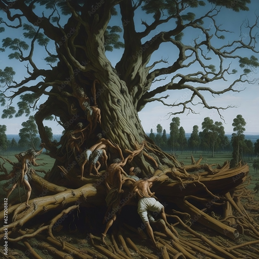 Allegorical painting: Tree's fate revealed, damage from felling ...