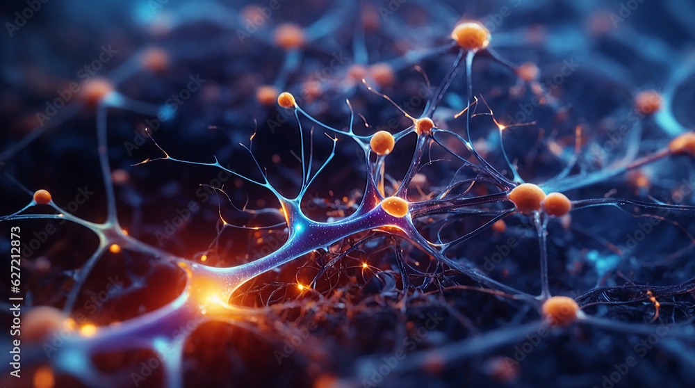 Abstract backgrounds of neurons working inside brain, neuron link ...