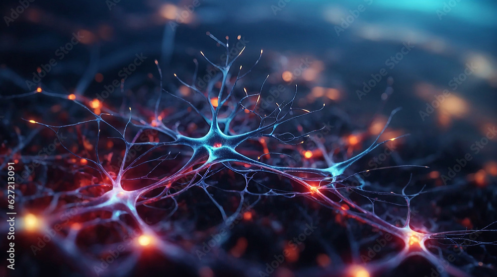 Abstract backgrounds of neurons working inside brain, neuron link ...