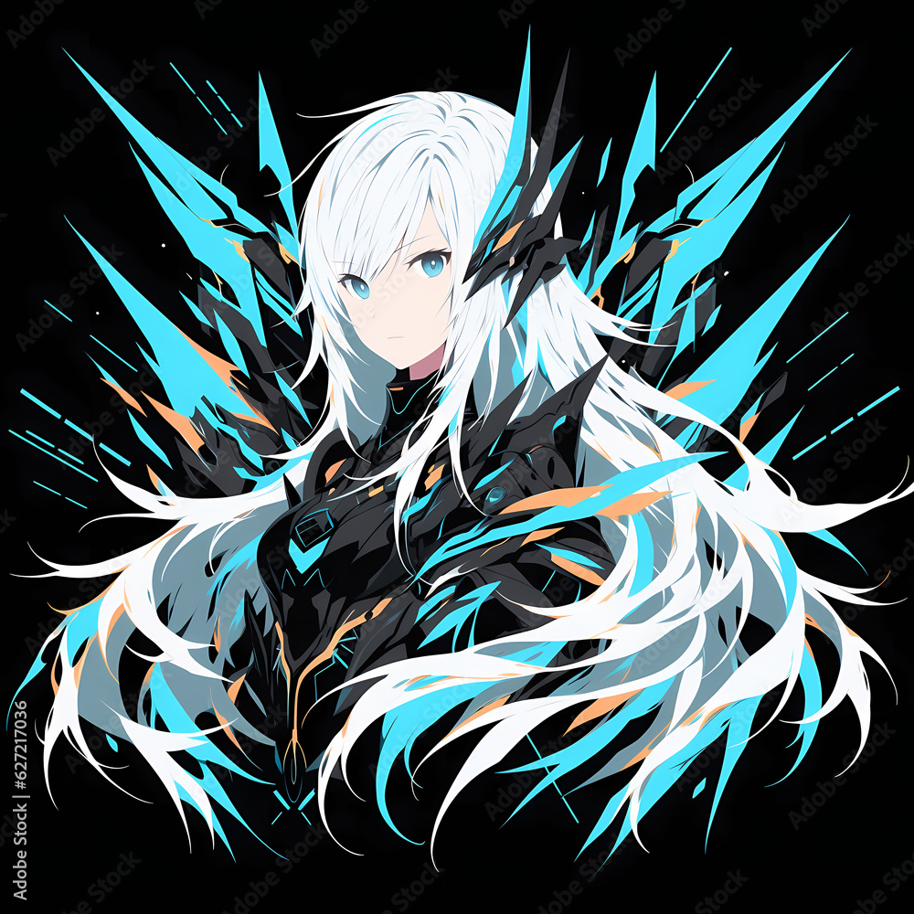 Sketch of a portrait of a woman in anime style. Stylish abstract ...