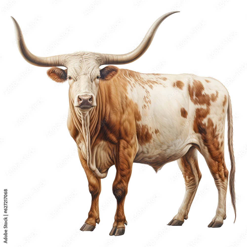 Texas Longhorn cow isolated on transparent background . Generative AI ...