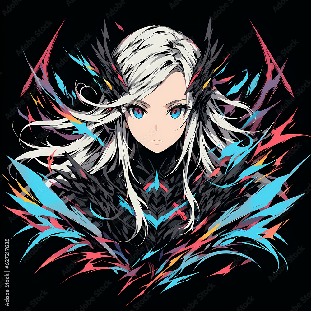 Sketch of a portrait of a woman in anime style. Stylish abstract ...