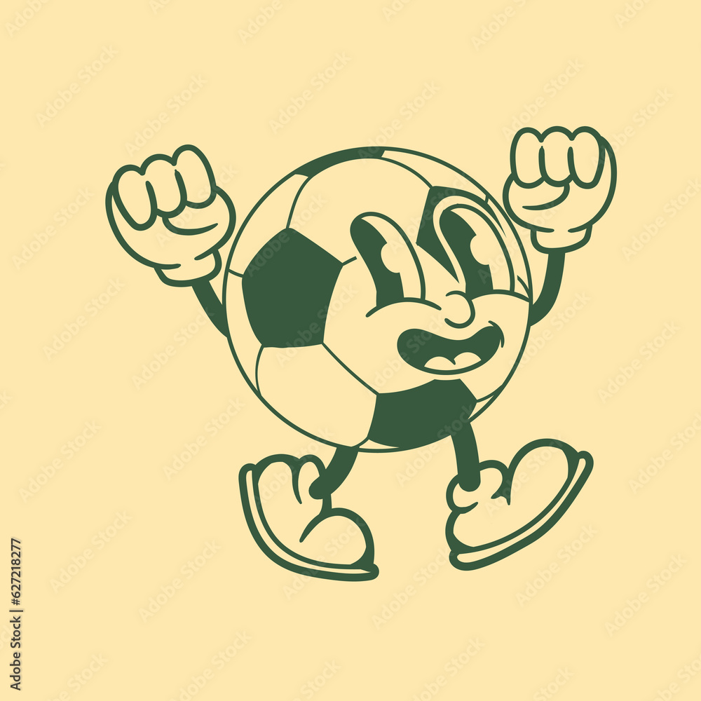Vintage character design of soccer ball Stock Vector | Adobe Stock