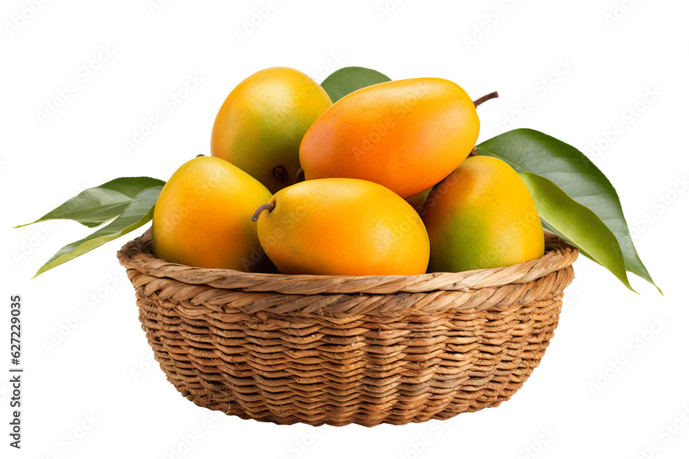 A realistic portrait of mango in a basket, isolated PNG Stock Photo ...