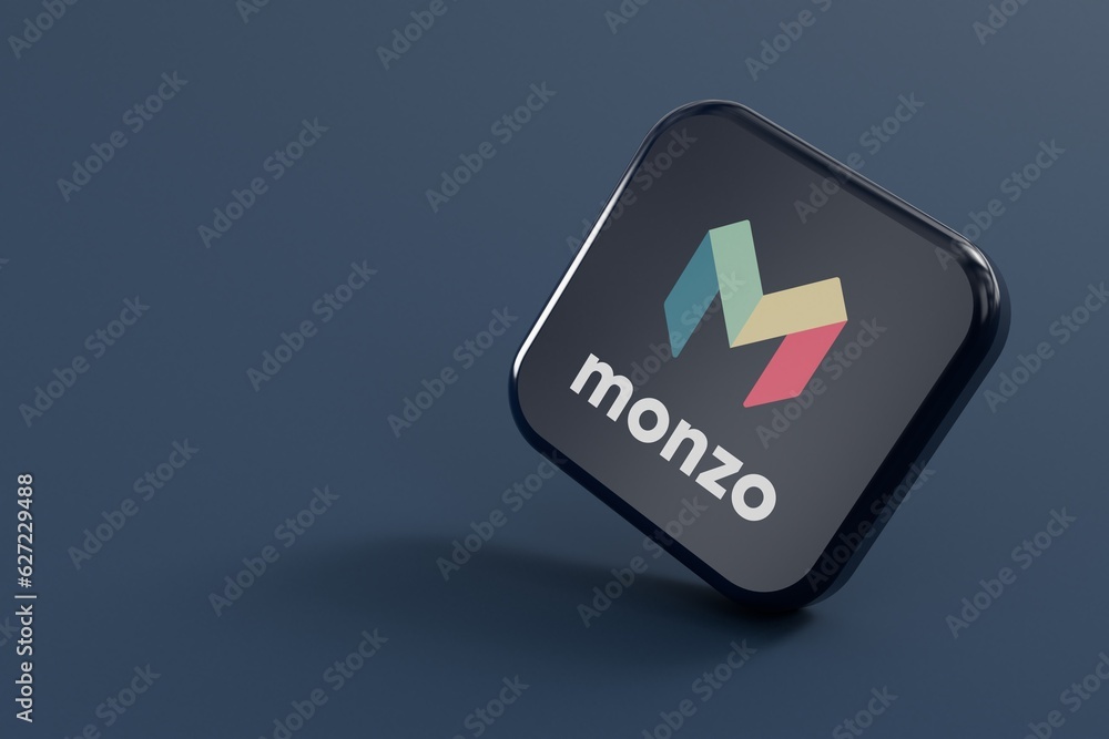 LONDON, UK - July 2023: Monzo bank company logo. 3D Rendering Stock ...