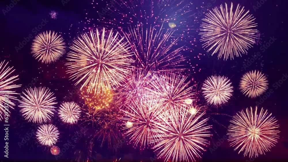 4K New year's eve fireworks celebration fireworks background. shining ...