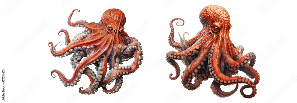 Octopus isolated on transparent background . Generative AI Stock ...