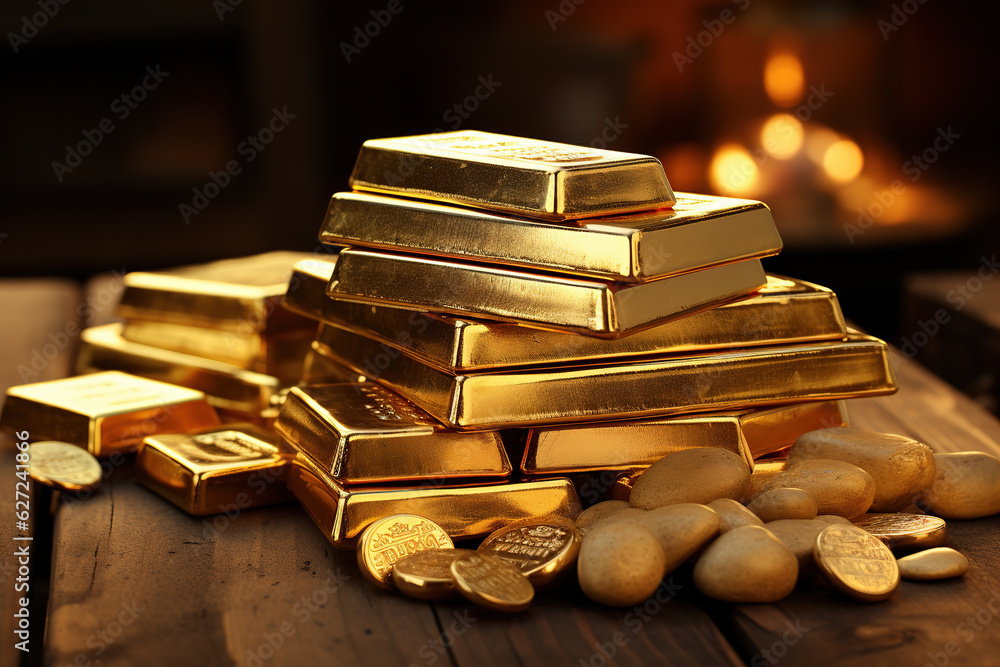 stacked gold bars, gold reserves, stocks Stock Illustration | Adobe Stock