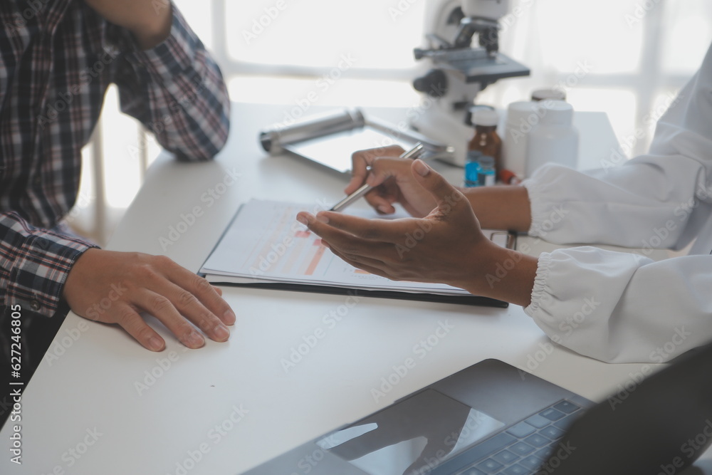 Professional lab. Amazing longhaired medical worker wearing uniform ...