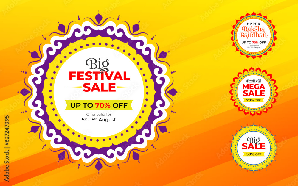 Big sale festival banner design template vector illustration, round ...