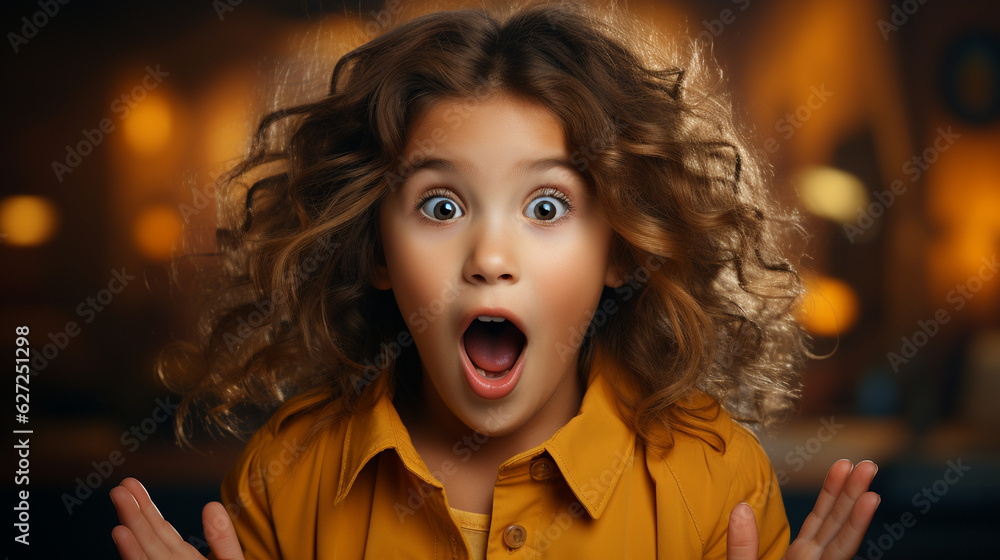 Super excited and shocked little girl. Generative Ai Stock Photo ...