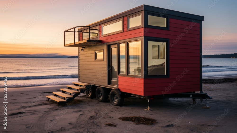 Amazing shipping wheels storage sea container cabin tiny house AI ...
