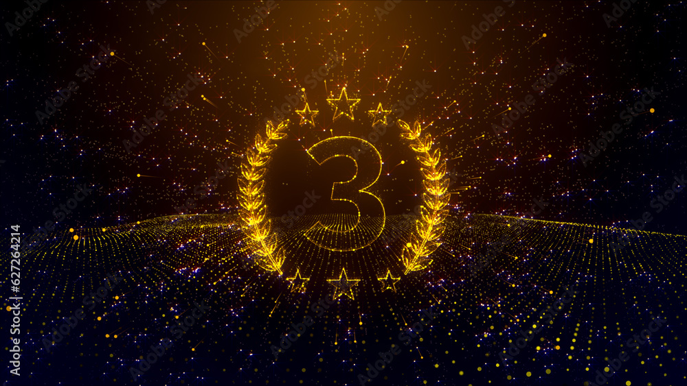 Abstract Celebration Golden Brown Award Number Three Symbol Dotted ...