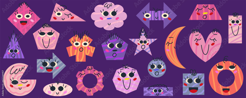 Figure character shape set for math education. Cute smile character ...