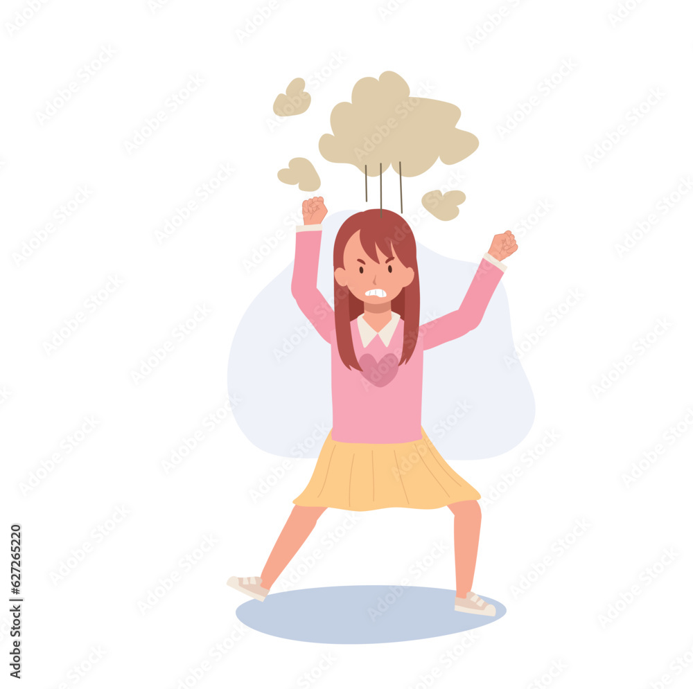Emotional Young Kid concept. Angry Child with Aggressive Behavior ...