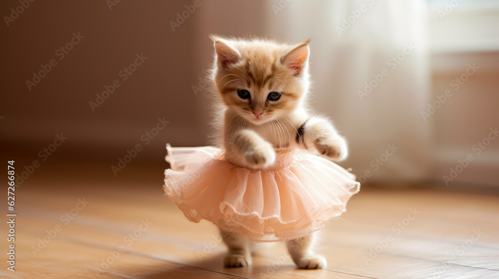 Tiny little baby cat in a dress dancer , Cute cat ballet dancing ...