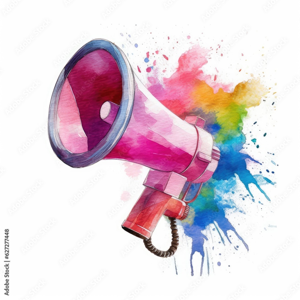 Watercolor Clipart Cute Megaphone Stock Illustration | Adobe Stock