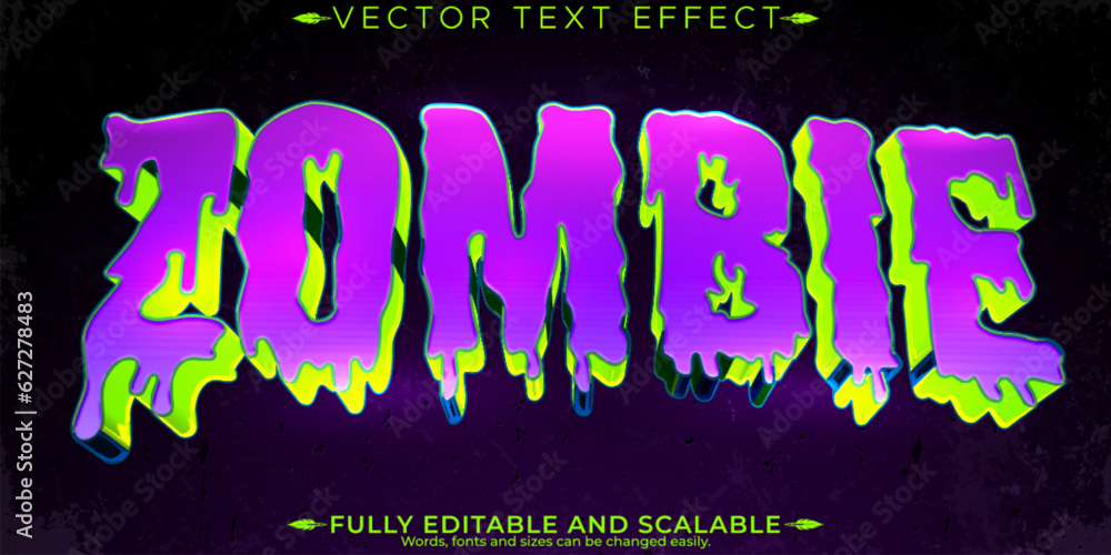 Horror zombie text effect, editable monster and scary text style Stock ...