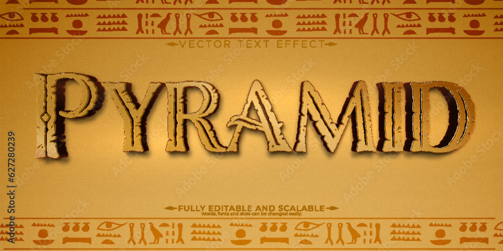 Pyramid text effect; editable egypt and ancient text style Stock Vector ...