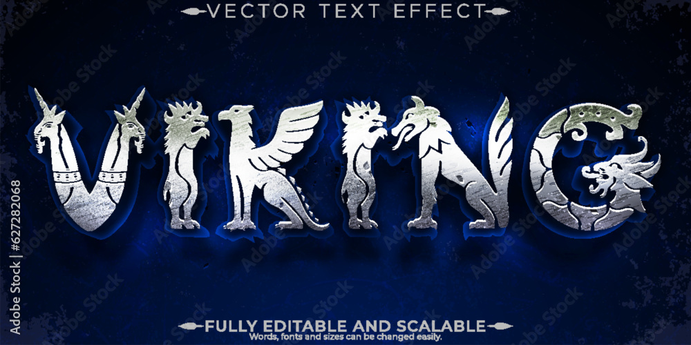 Viking nordic text effect, editable celtic and medieval text style ...