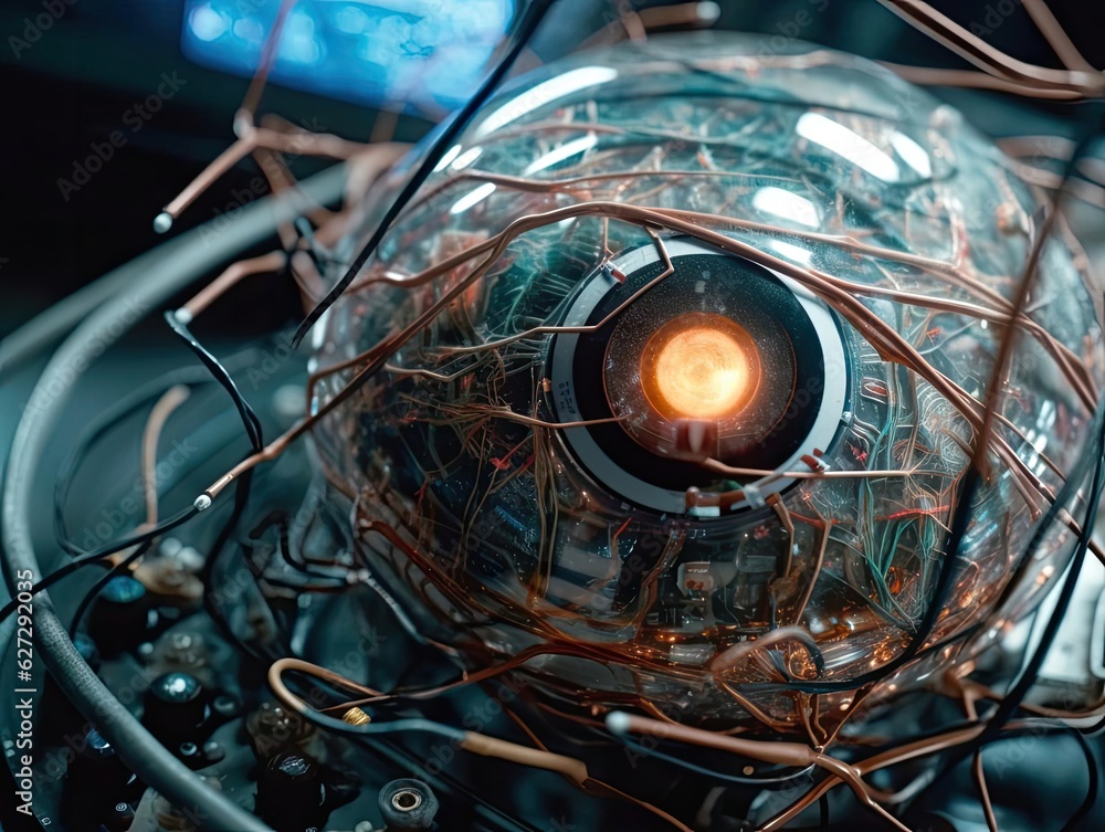 Foto de technology and artificial intelligence. The iris of the robotic ...