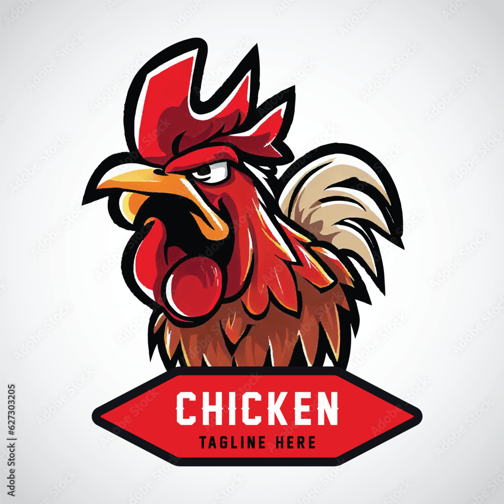 Multipurpose Angry Rooster Chicken E sports Mascot Logo Design Template ...