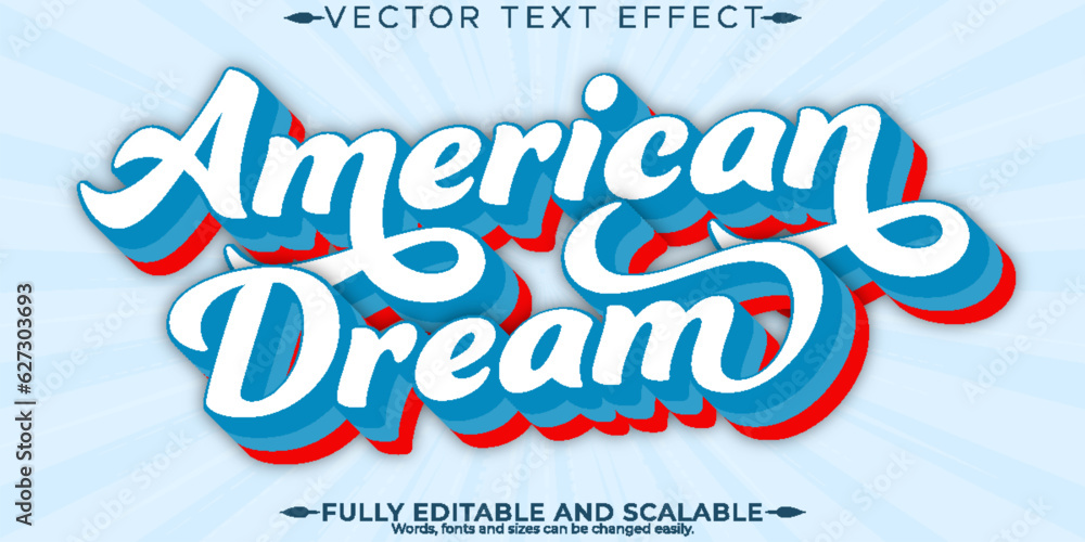 America text effect, editable 4th july and memorial text style Stock ...